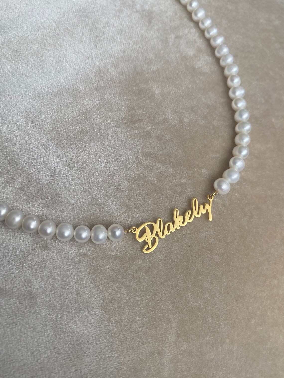 Name Pearl Necklace Silver Name Necklace Custom Name Pearl - Etsy