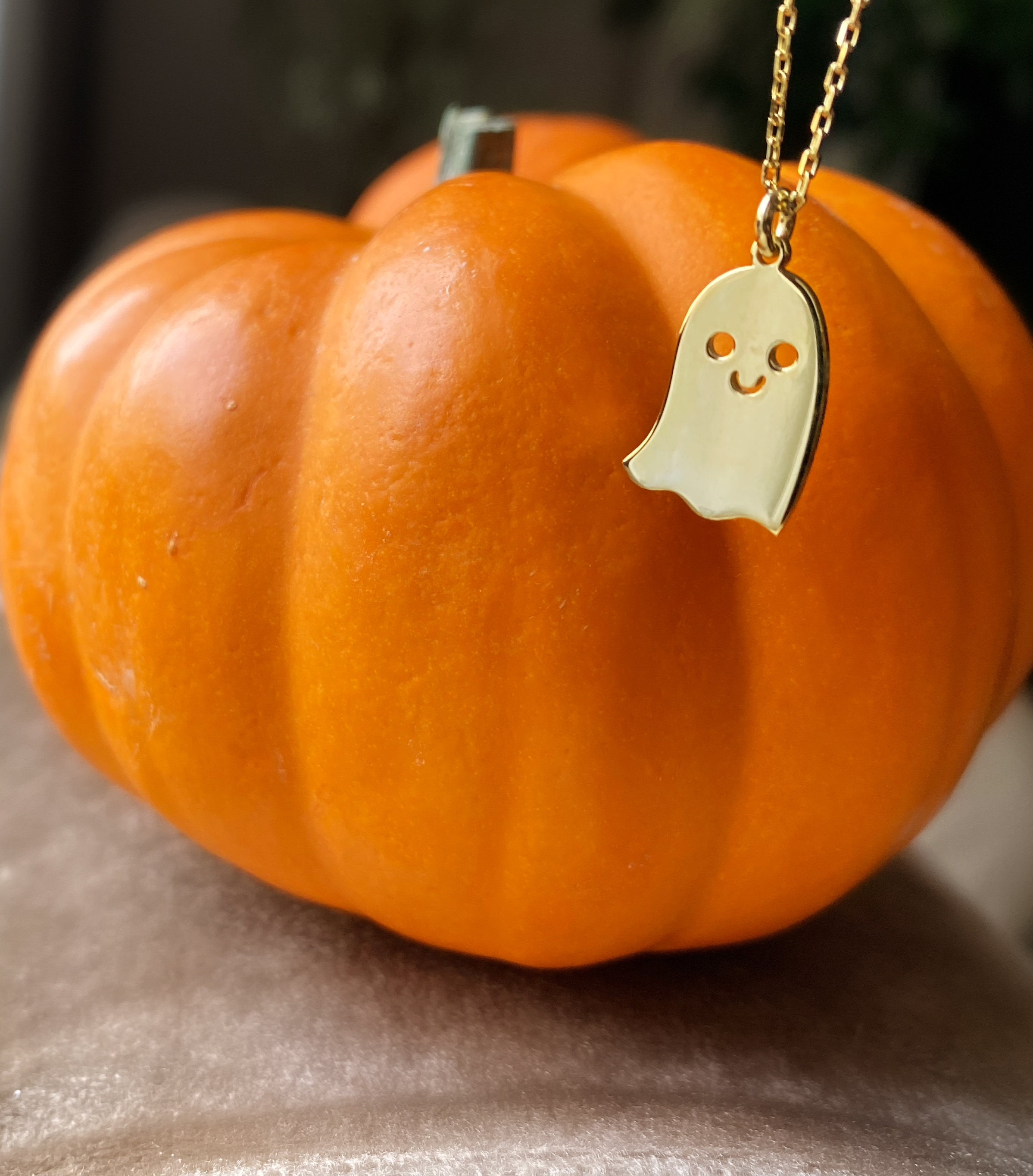 Ghost Necklace Silver Ghost Necklace Halloween Necklace - Etsy