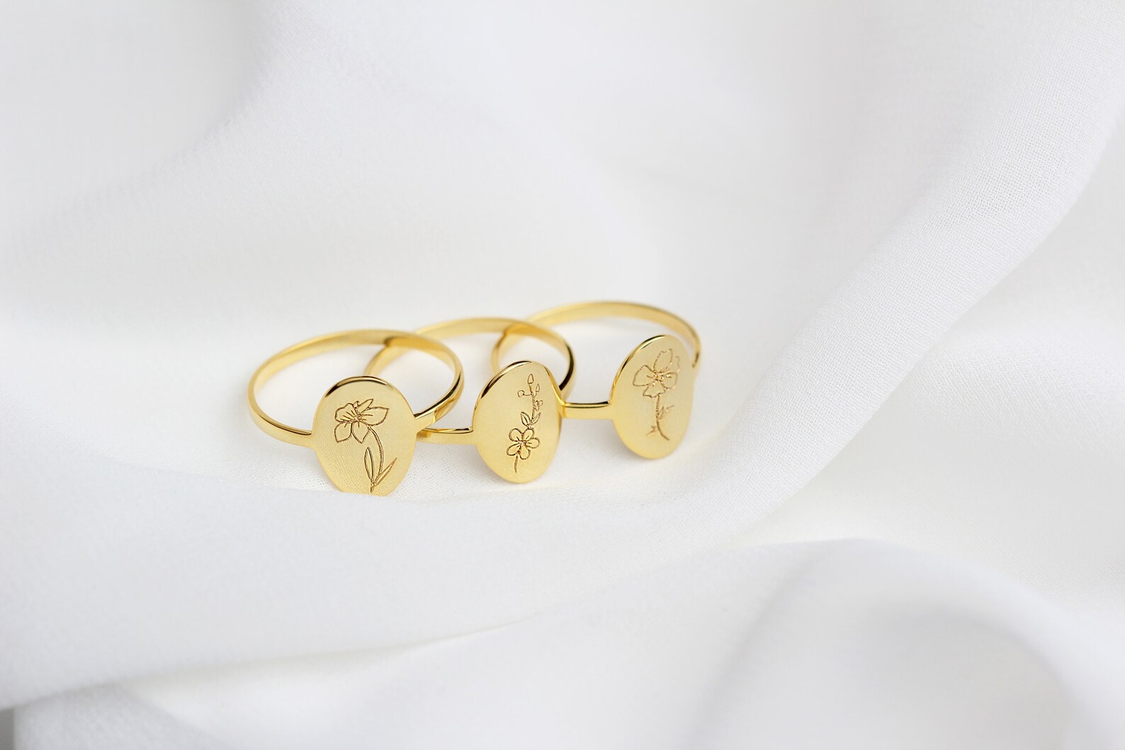 Birth Flower Ring Silver Birth Flower Ring Birth Flower - Etsy