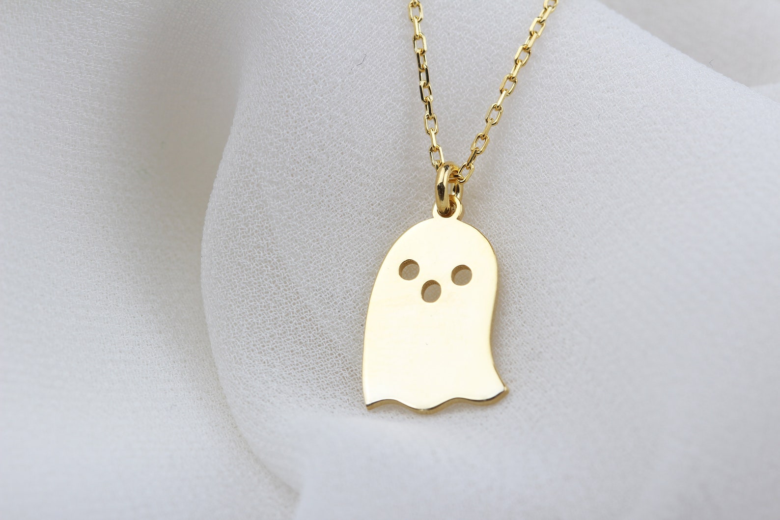 Ghost Necklace Silver Ghost Necklace Halloween Necklace - Etsy