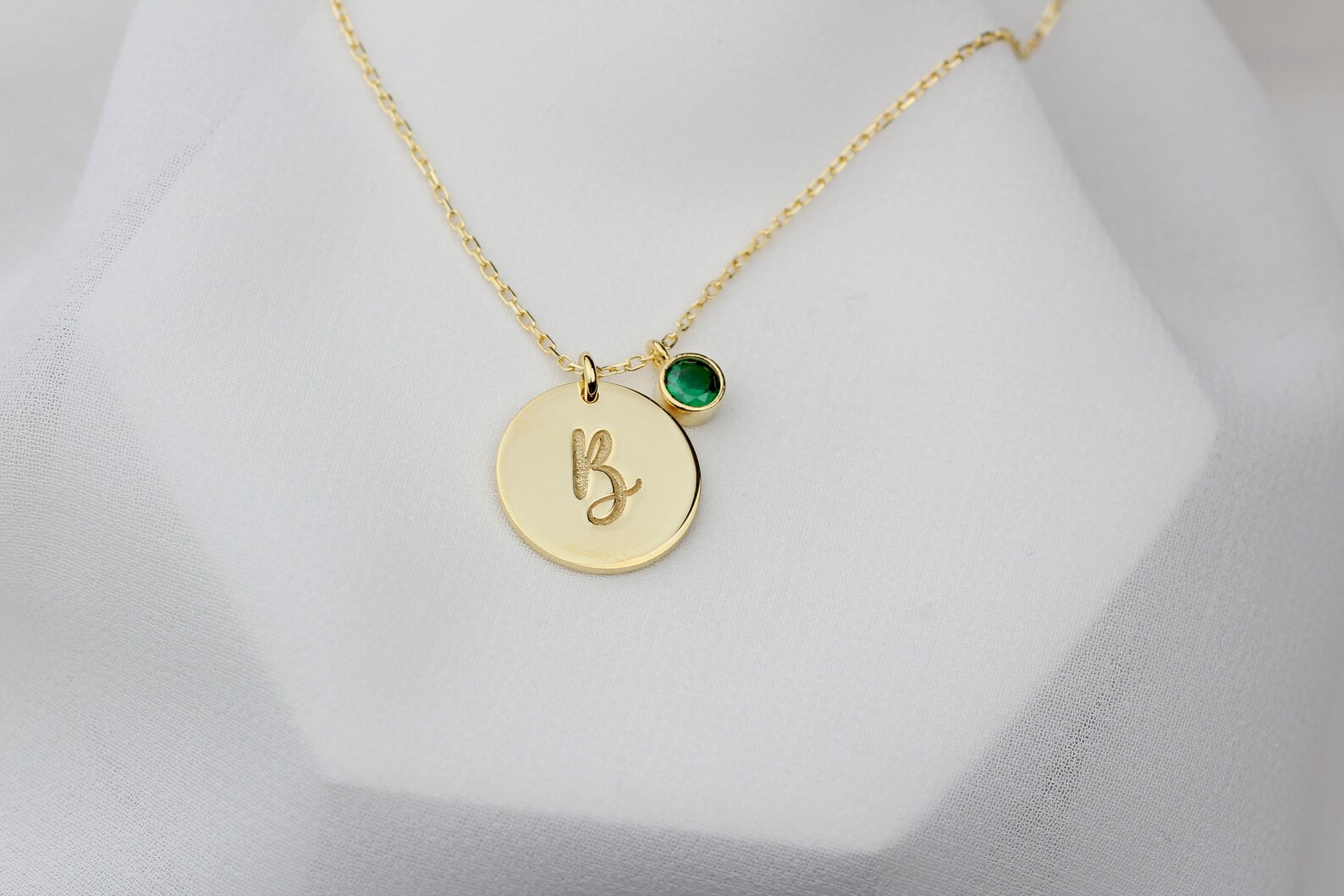 Birthstone Initial Necklace Birthstone Necklace Custom | Etsy