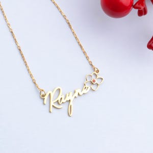 Personalized Birth Flower Name Necklace: Sterling Silver Custom Jewelry ...