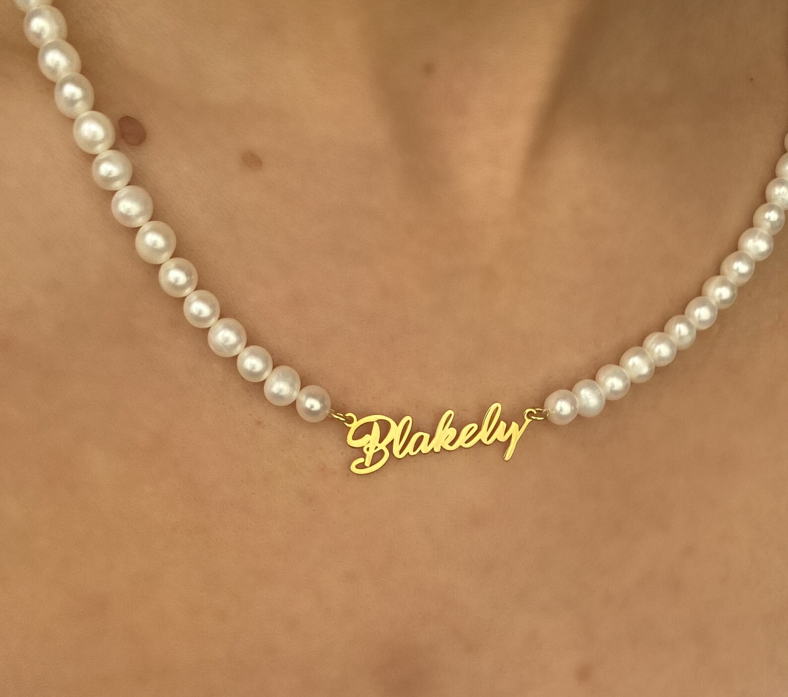 Name Pearl Necklace Silver Name Necklace Custom Name Pearl - Etsy
