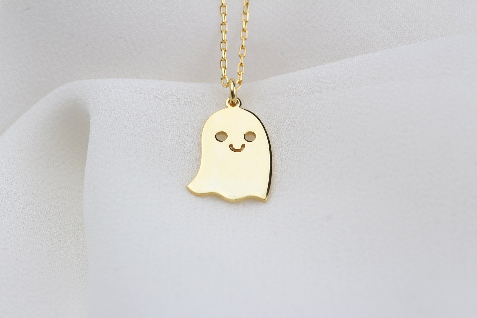 Ghost Necklace Silver Ghost Necklace Halloween Necklace - Etsy