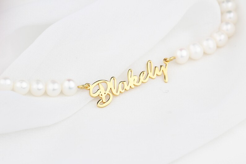 Name Pearl Necklace Silver Name Necklace Custom Name Pearl - Etsy