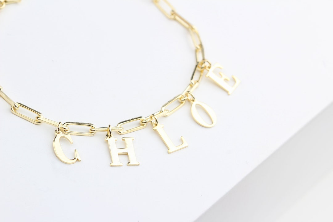 18K Gold Personalized Initial Bracelet: Sterling Silver Custom Name ...