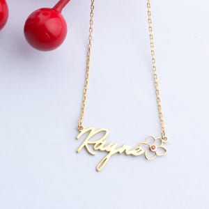 Personalized Birth Flower Name Necklace: Sterling Silver Custom Jewelry ...