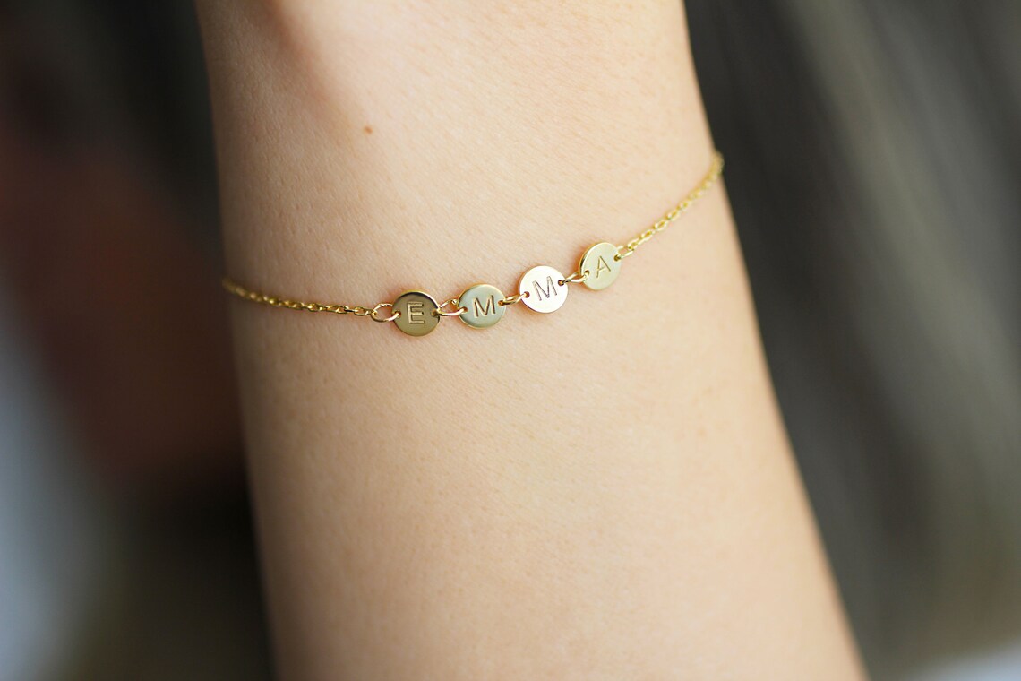 Personalized Initial Bracelet Custom Name Bracelet Silver | Etsy