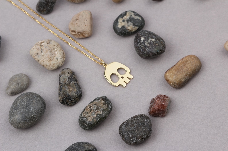 Sterling Silver Skull Necklace: Dainty Halloween Skeleton Jewelry - Etsy