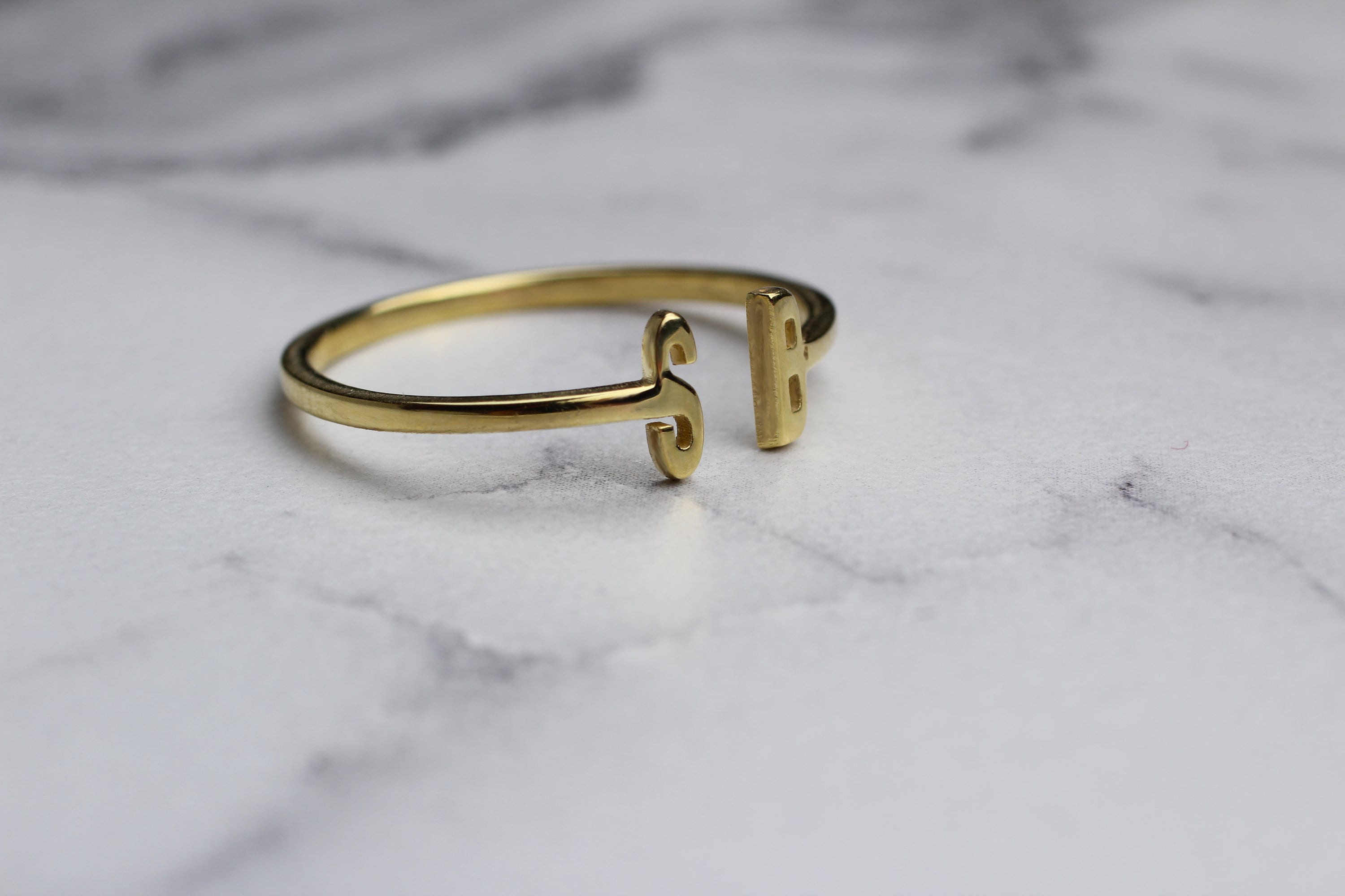 Two Initials Ring Dainty Silver Ring Sterling Silver Ring - Etsy