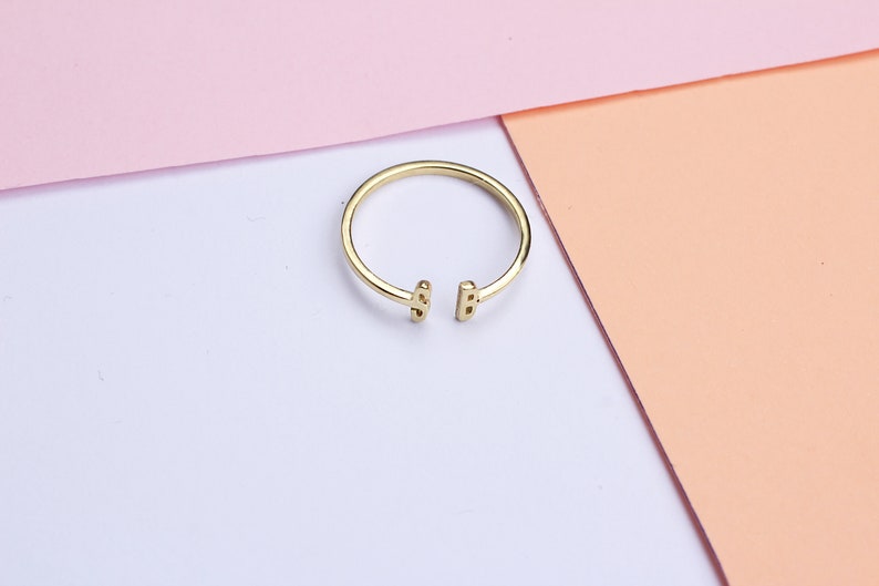 Two Initials Ring Dainty Silver Ring Sterling Silver Ring - Etsy