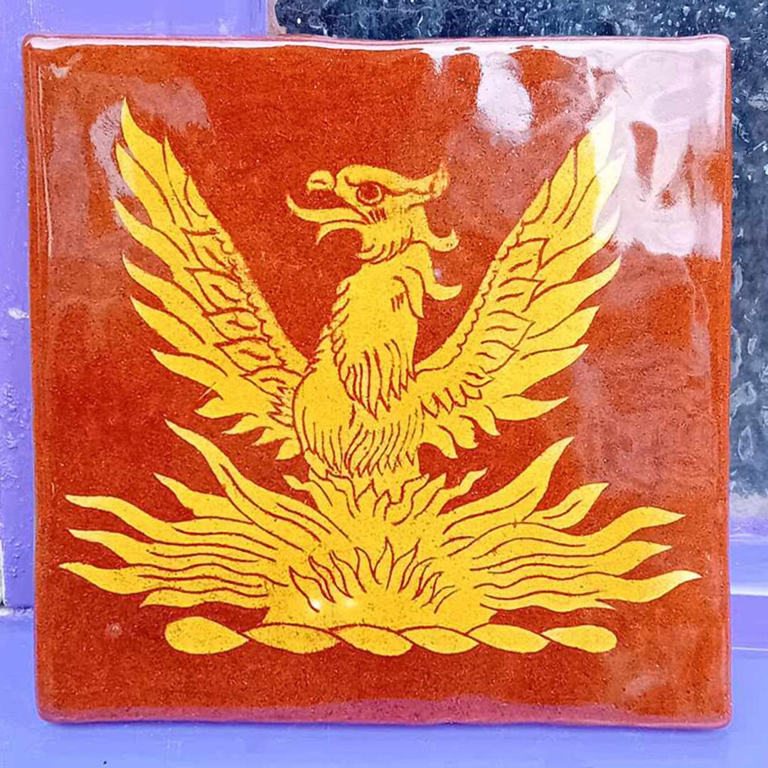 Phoenix, Handmade Medieval Style Terracotta Tile - Etsy