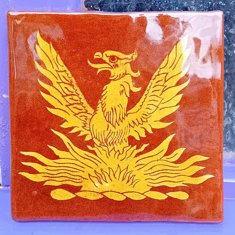 Phoenix, Handmade Medieval Style Terracotta Tile - Etsy