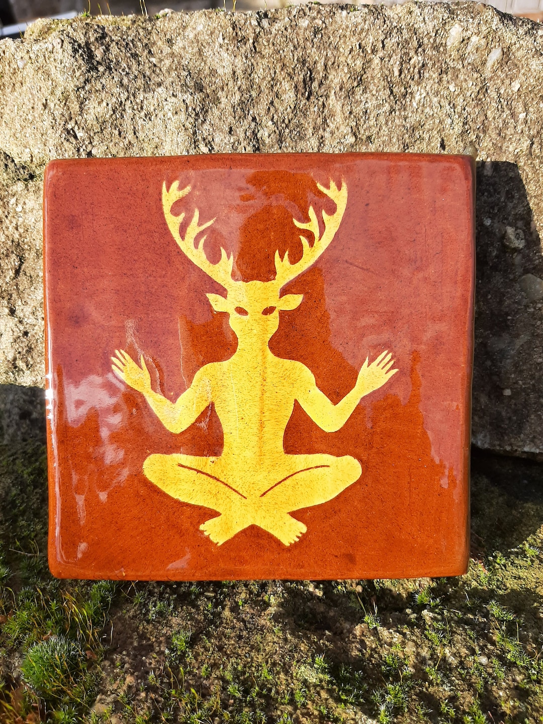 Horned God - Wicca - Pagan - Hand Made Altar Tile in Medieval Style - Etsy