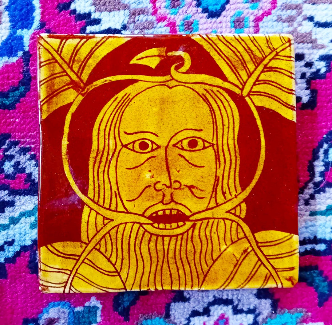 Green Man Hand Made Medieval Style Terracotta Tile - Etsy