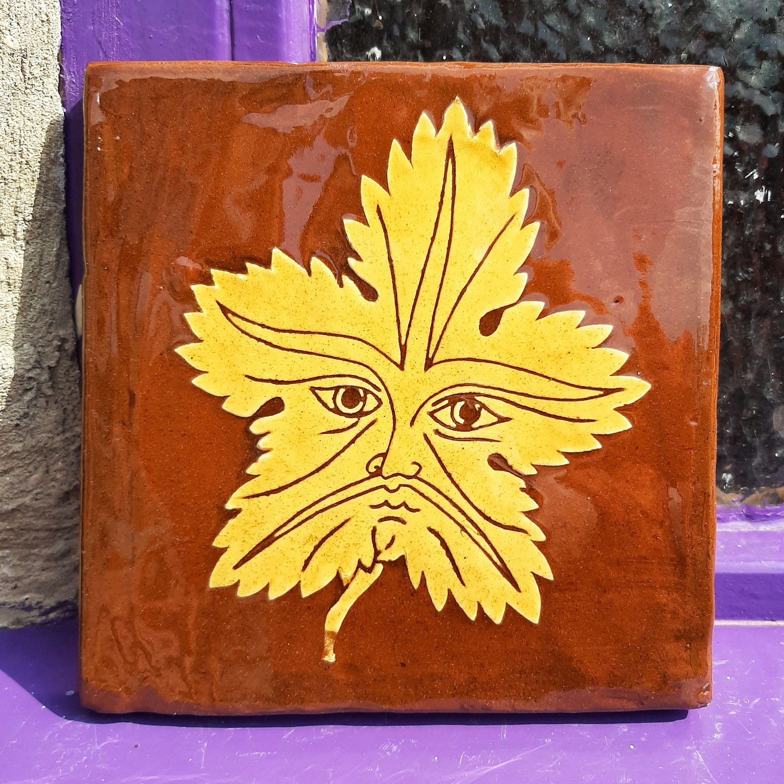 Green Man Hand Made Replica Medieval Terracotta Tile - Etsy