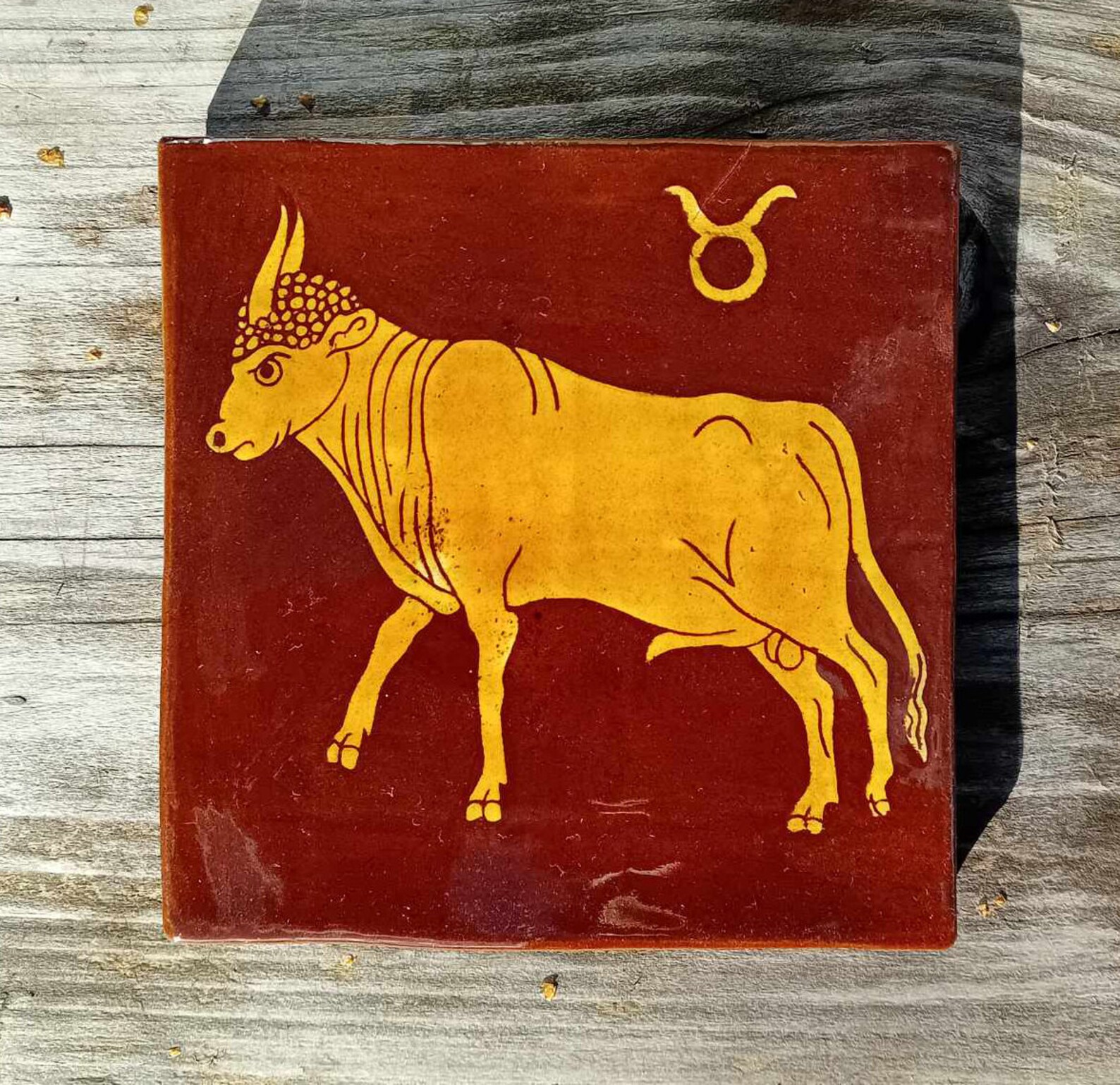 Hand Made Taurus Terracotta Tile - Sign of the Zodiac - Etsy