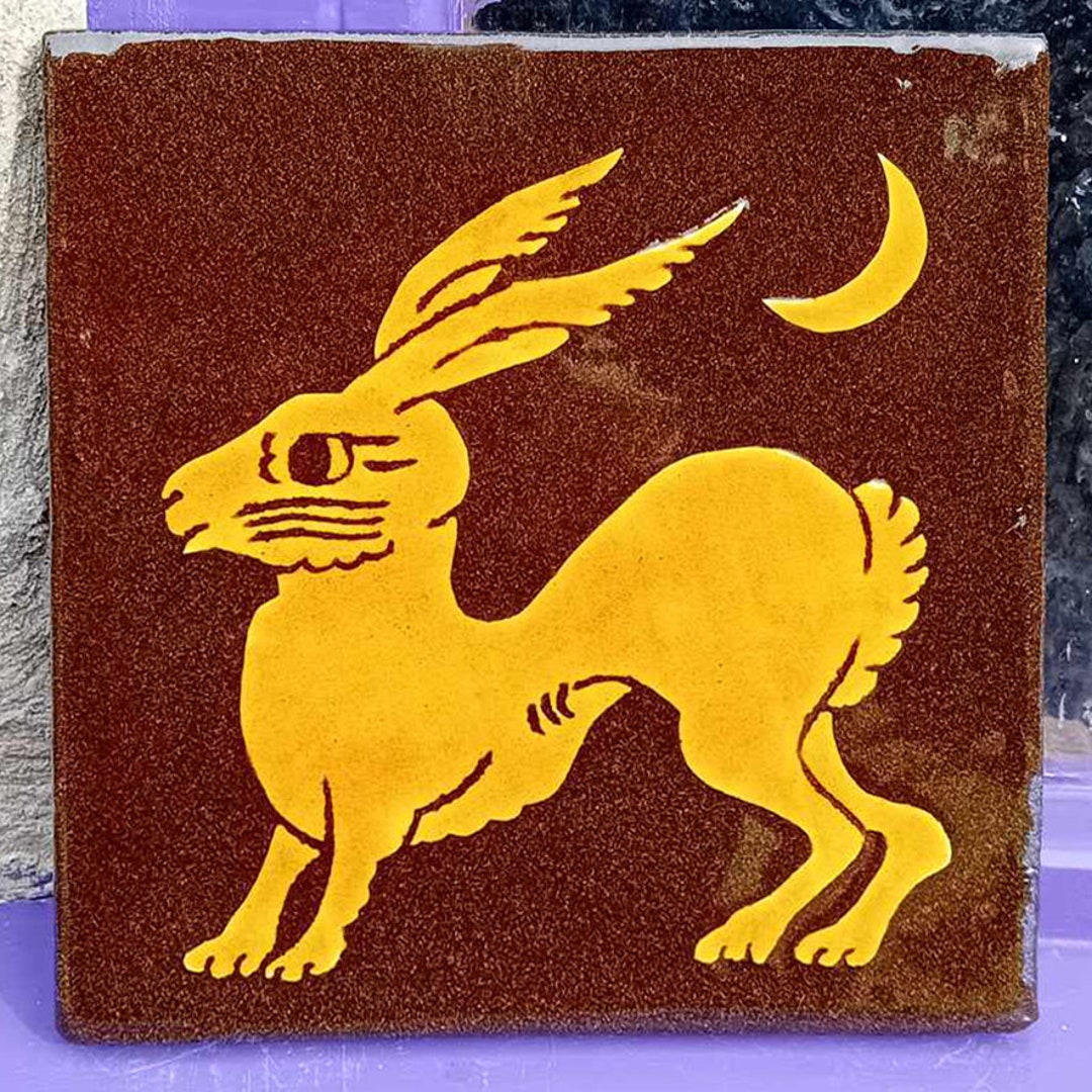Hand Made Medieval Moon Hare Terracotta Tile larger Size - Etsy