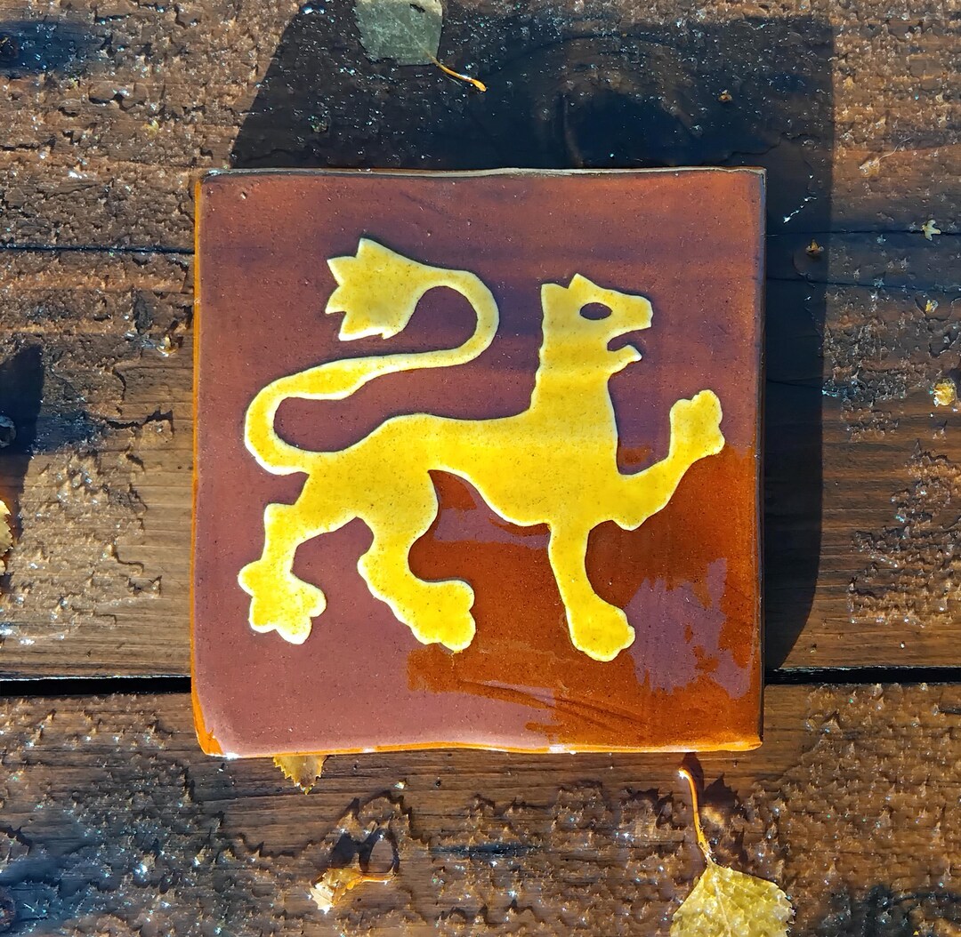 Hand Made Replica Medieval Lion Tile - Etsy