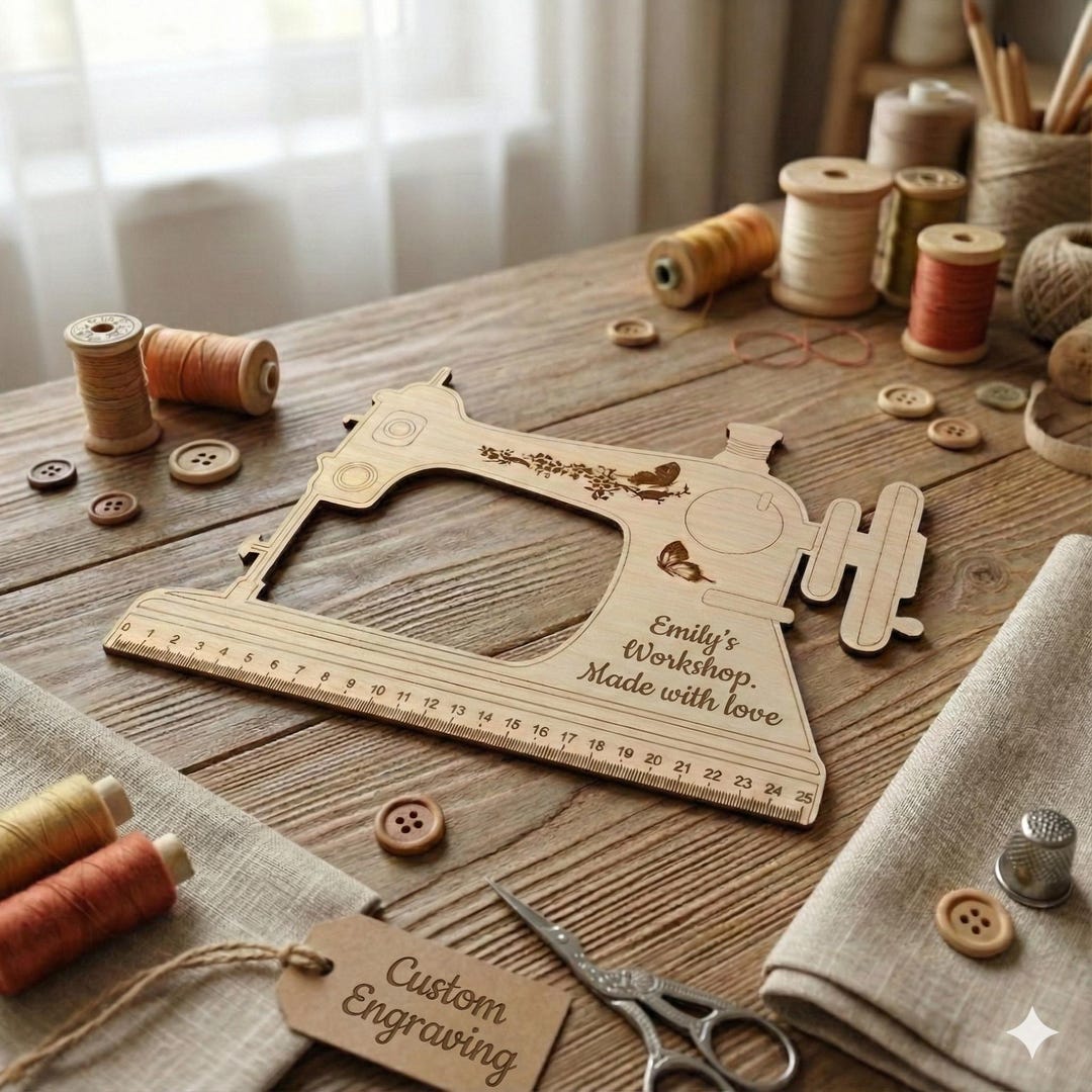 Personalized Wooden Sewing Machine Ruler - Custom Engraved Gift for ...