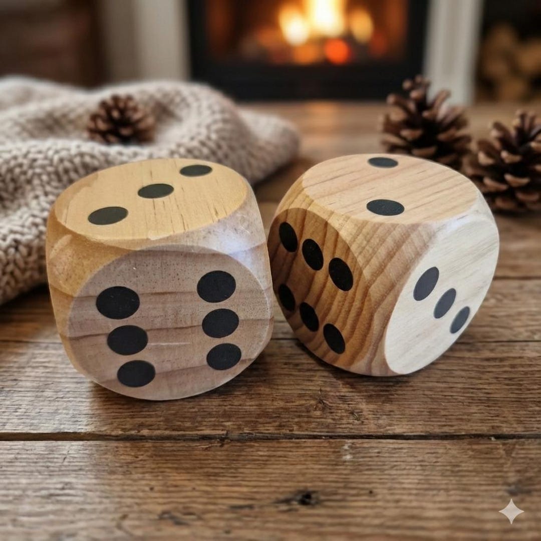 Large Wooden Dice Giant Chunky Dice for Rustic Home Decor Game Night ...