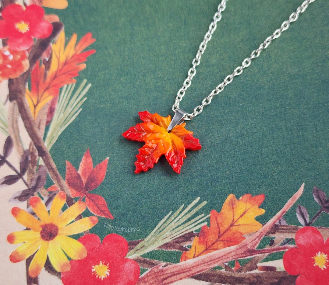 Autumn Leaf Necklace , Fall Leaf Jewelry, Maple Leaf Necklace - Etsy