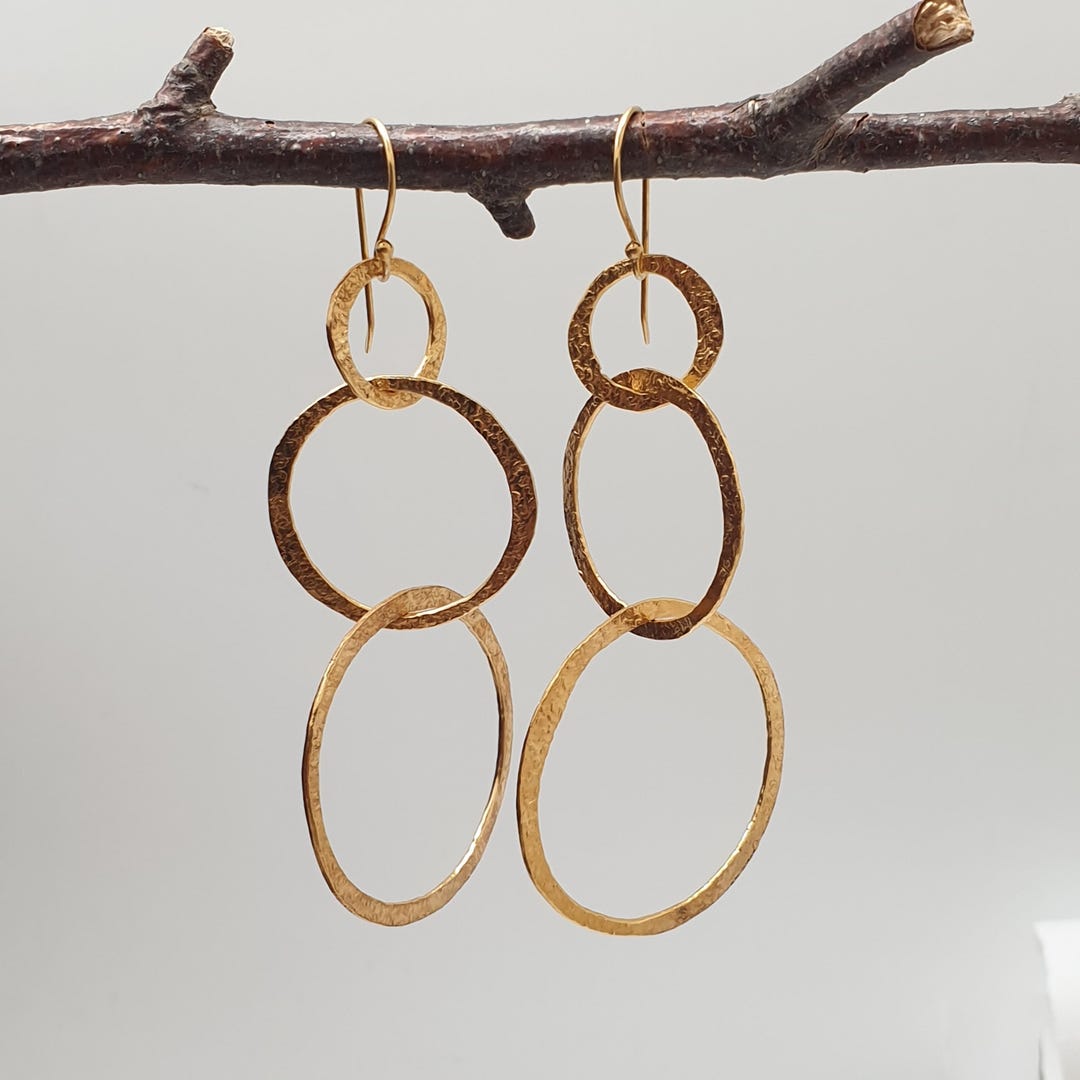 Textured Three Multi Hoop Statement Earrings / Statement Earrings ...