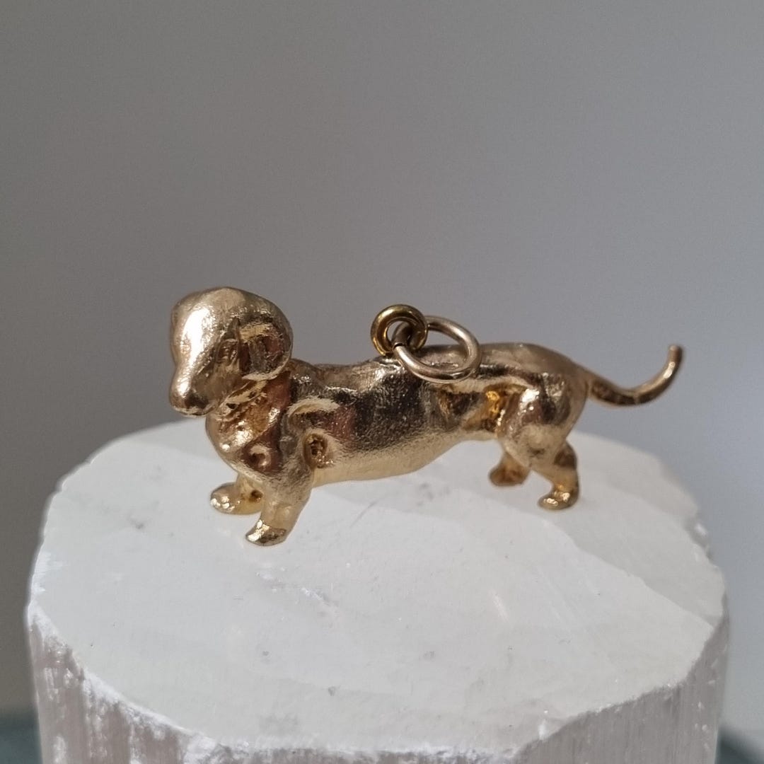 British Made Large Dachshund Sausage Dog Charm Brass Gold Plated ...