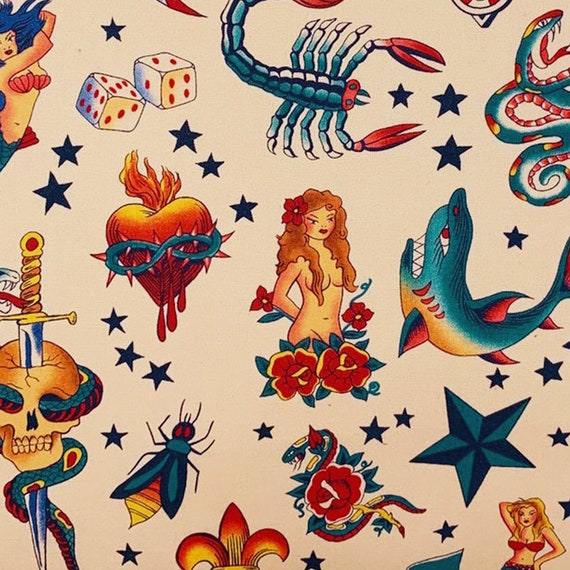 Sailor Jerry Skull Tattoo Flash