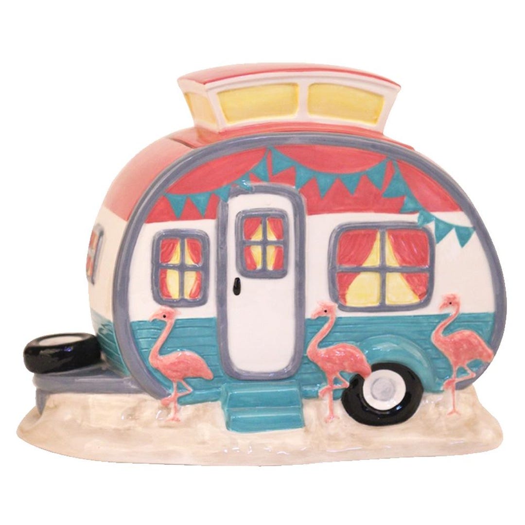 Flamingo Caravan Camper Cookie Jar - Etsy