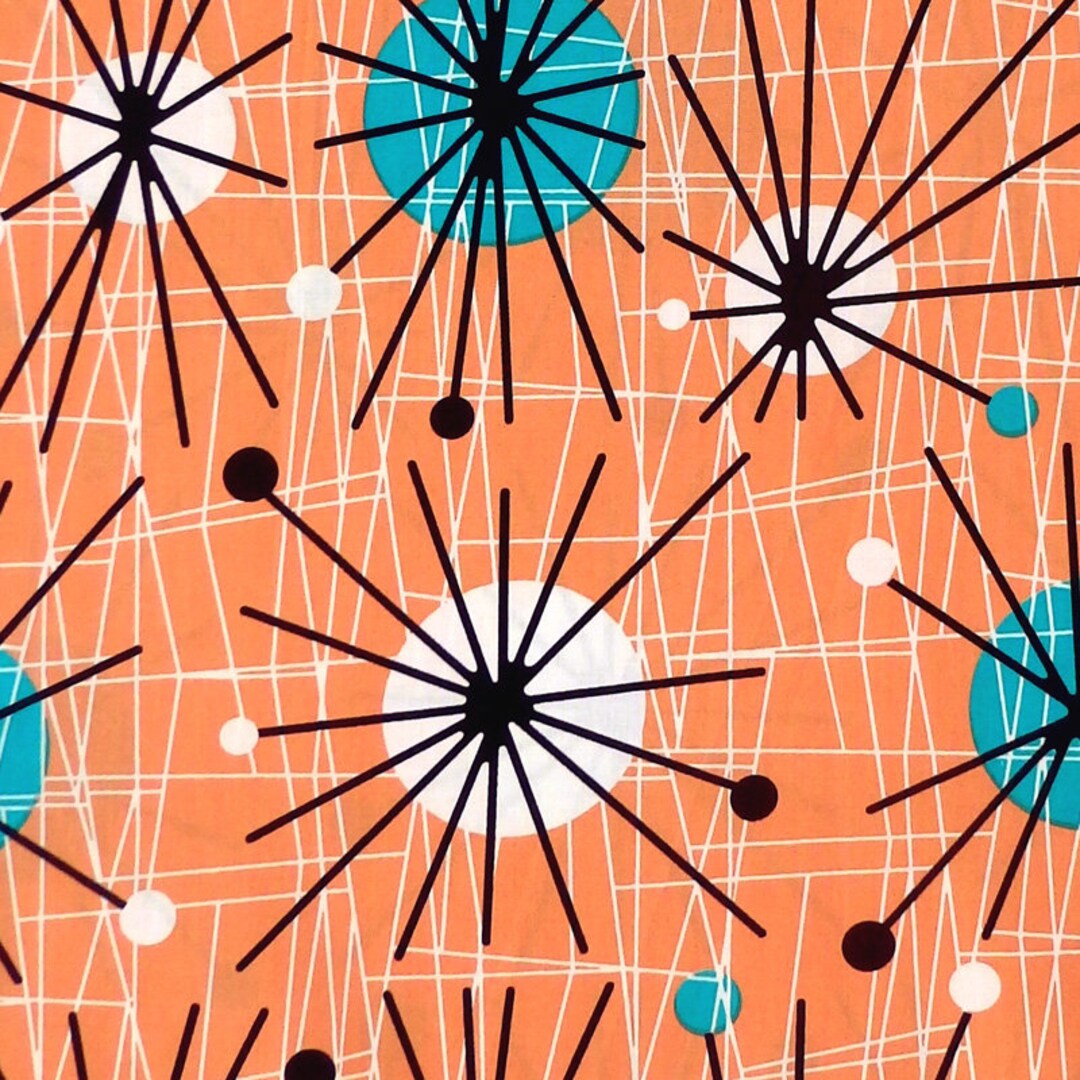Michael Miller Atomic 50s Retro Mid-century Sputnik Starburst Fabric ...