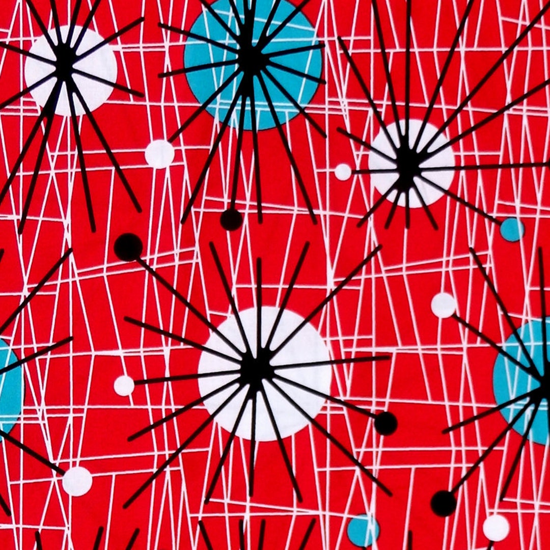 Michael Miller Atomic - 50s Retro Mid-century Sputnik Starburst Fabric ...