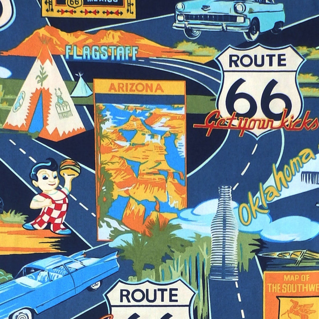 Hoffman Route 66 Navy Big Boy Diner Fabric (per Half Metre) - Etsy