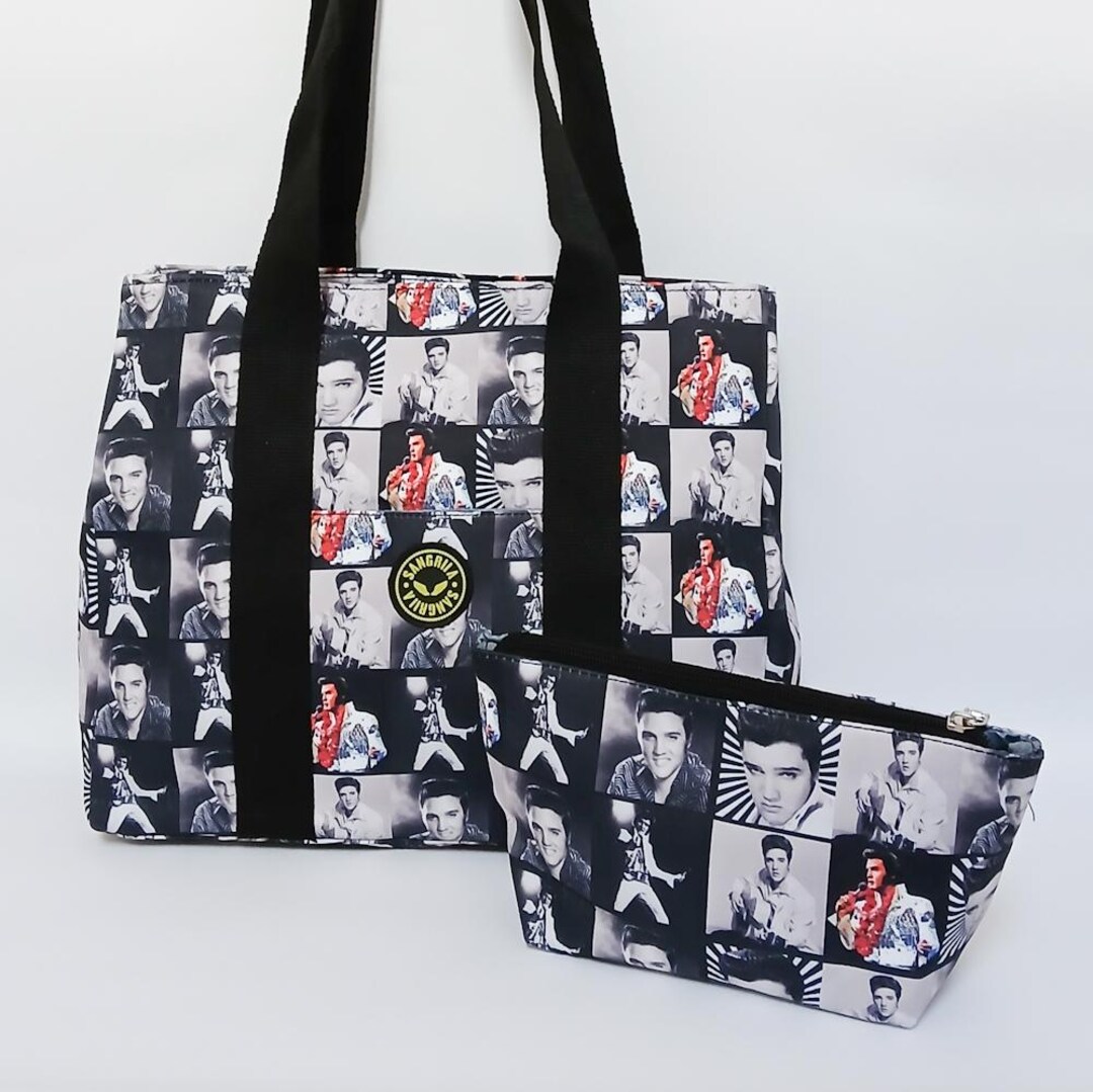 Elvis Presley Shoulder Bag With Matching Cosmetic Bag Elvis Monochrome ...