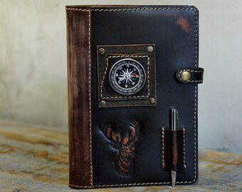 Leather Journal Compass - Etsy