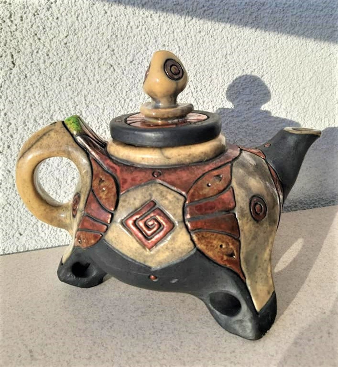 Ceramic Teapot, Raku Ceramic, With Original Ornaments, Hand Made Home ...