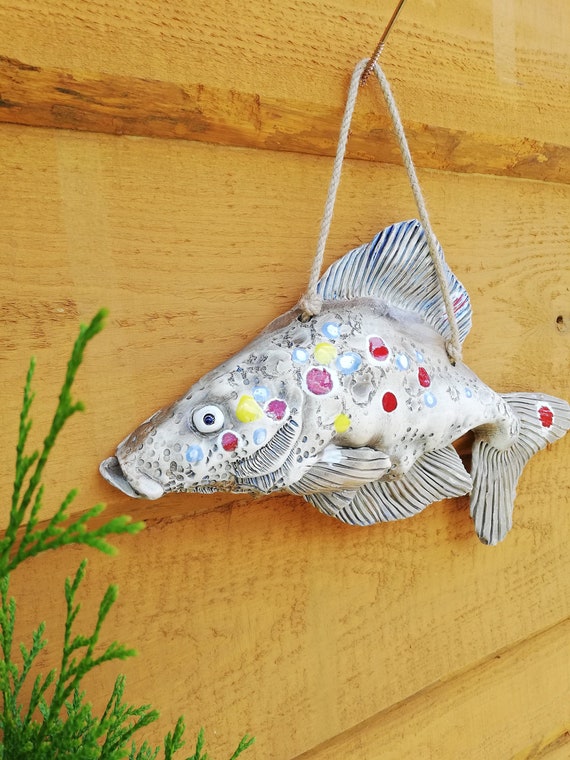 CARP FISH Ceramic Fish Wall pendant with real Baltic Sea | Etsy