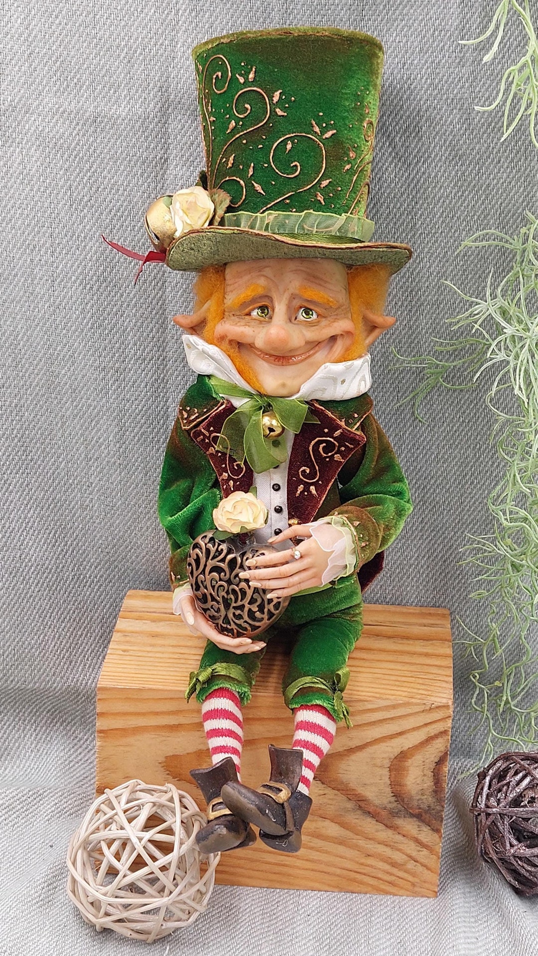 Do You Believe in ELVES? Green Elf With Heart and Ring, OOAK Art Doll ...