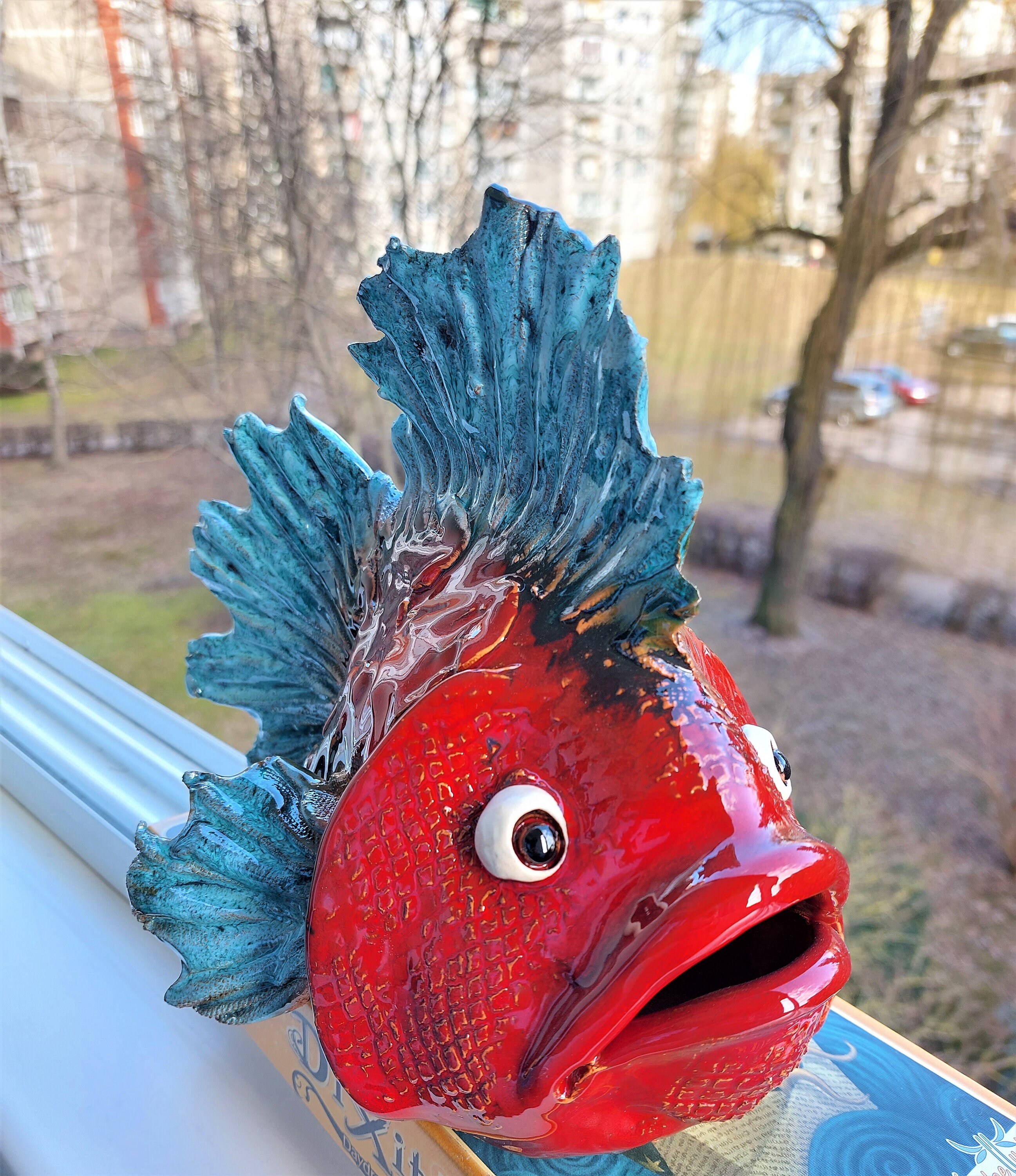 Tropical Big Colorful FISH Figurine Home Decor Handmade | Etsy