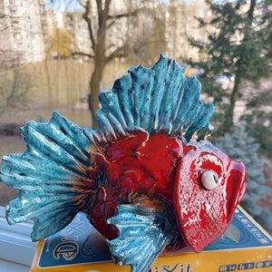 Tropical Big Colorful FISH Figurine Home Decor Handmade | Etsy