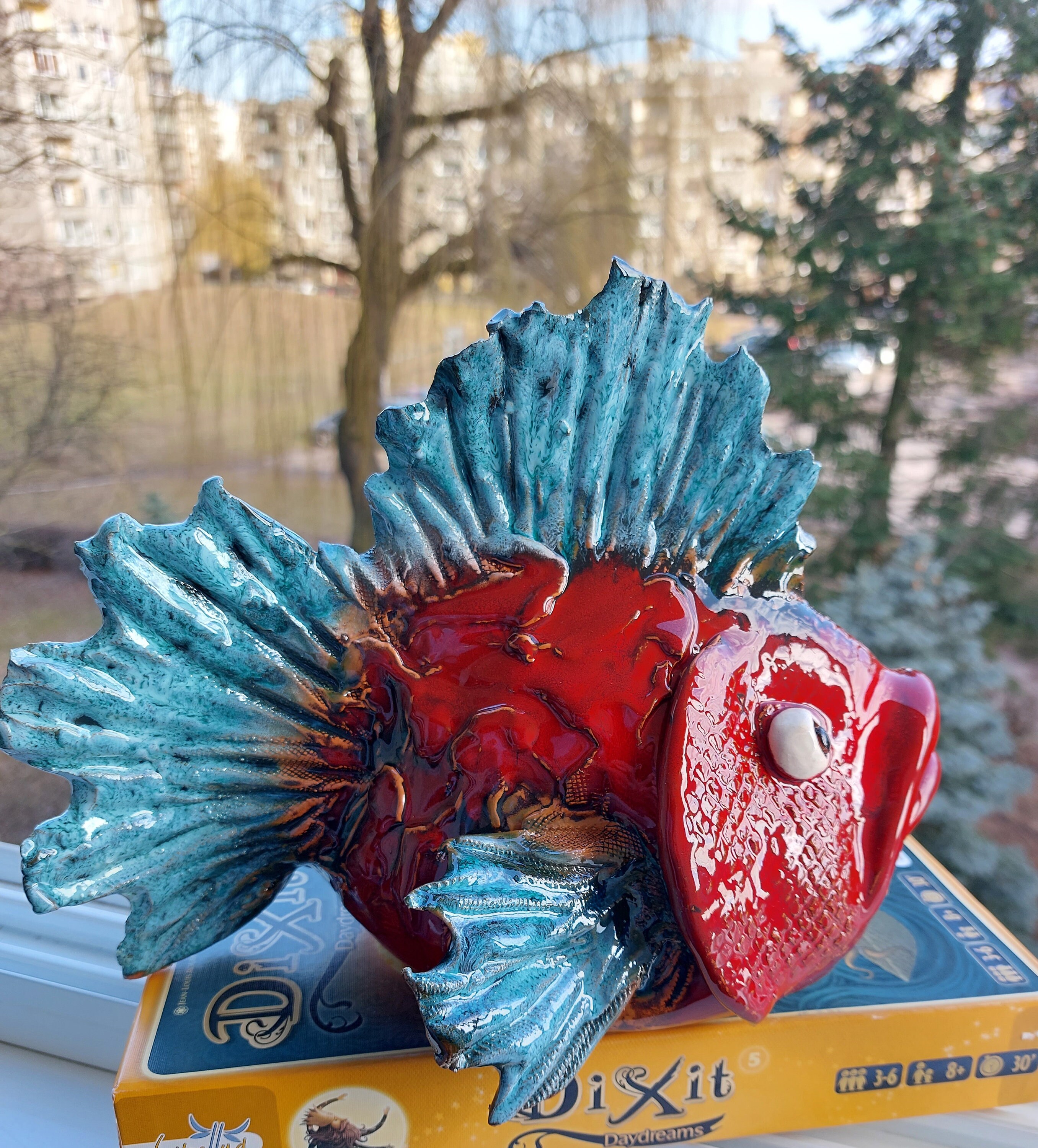 Tropical Big Colorful FISH Figurine Home Decor Handmade | Etsy