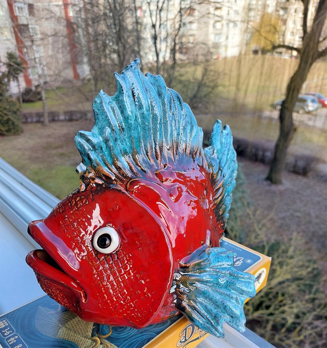 Tropical Big Colorful FISH Figurine Home Decor Handmade | Etsy