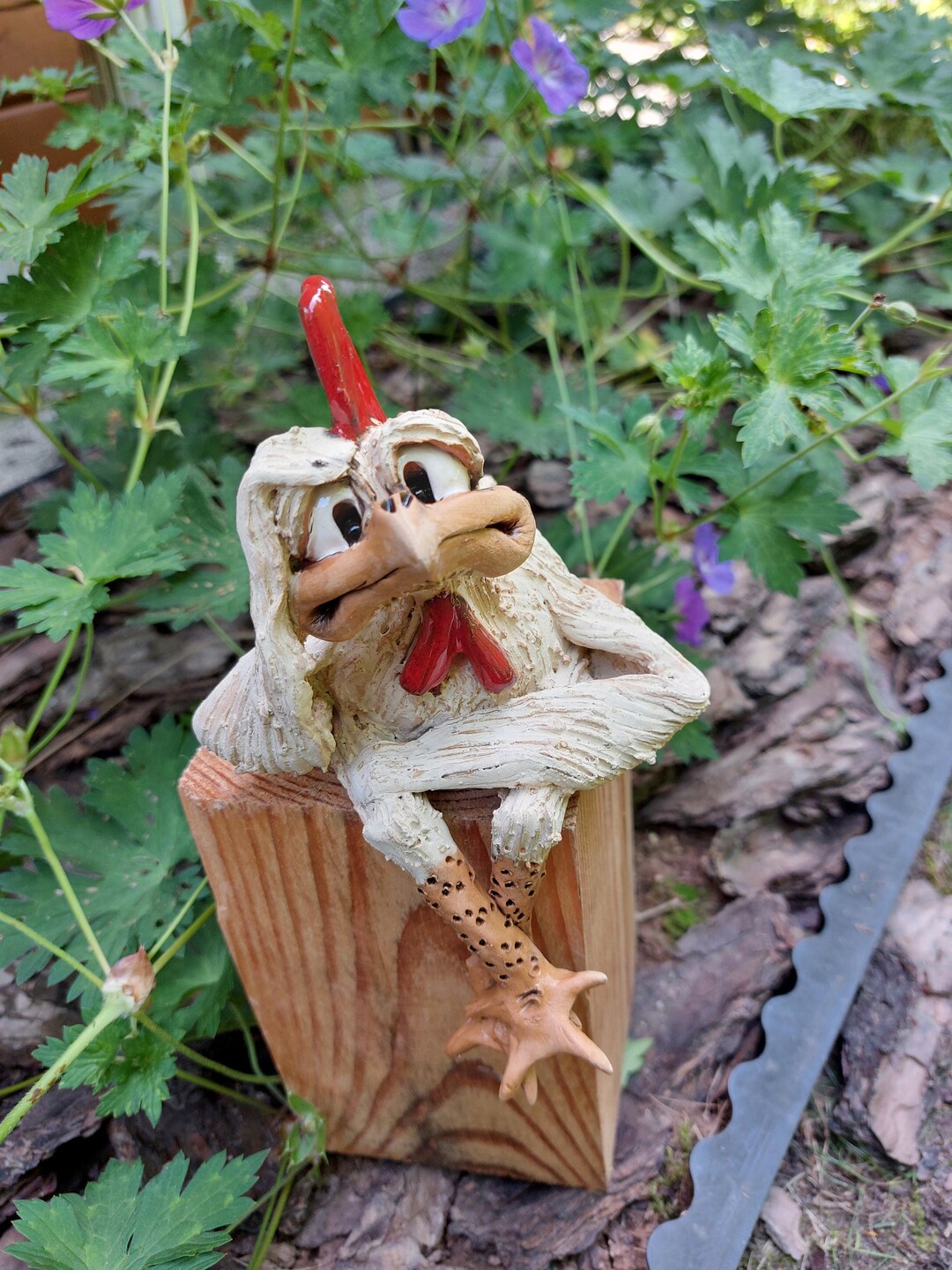 Relaxing CHICKEN/ROOSTER - Hand Made Ceramic Gift, Sitting Figurine ...