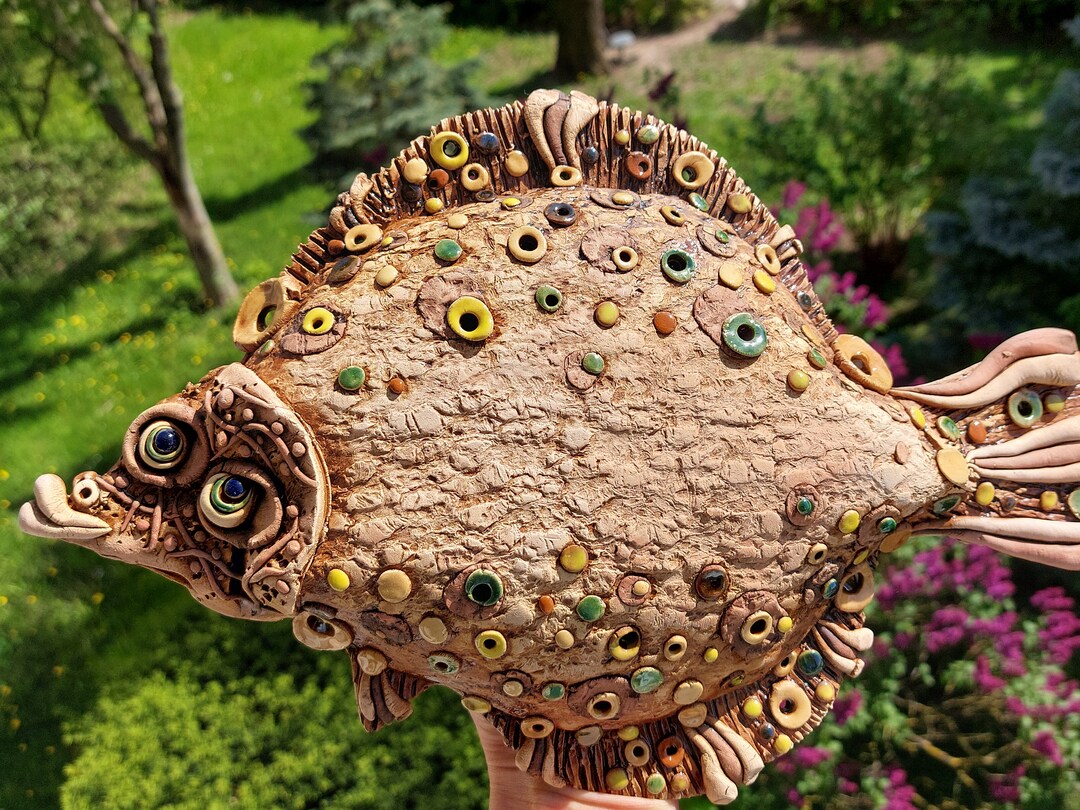 Ceramic FISH Flounder Wall Pendant, Home Decor, Handmade Ceramic Gift ...
