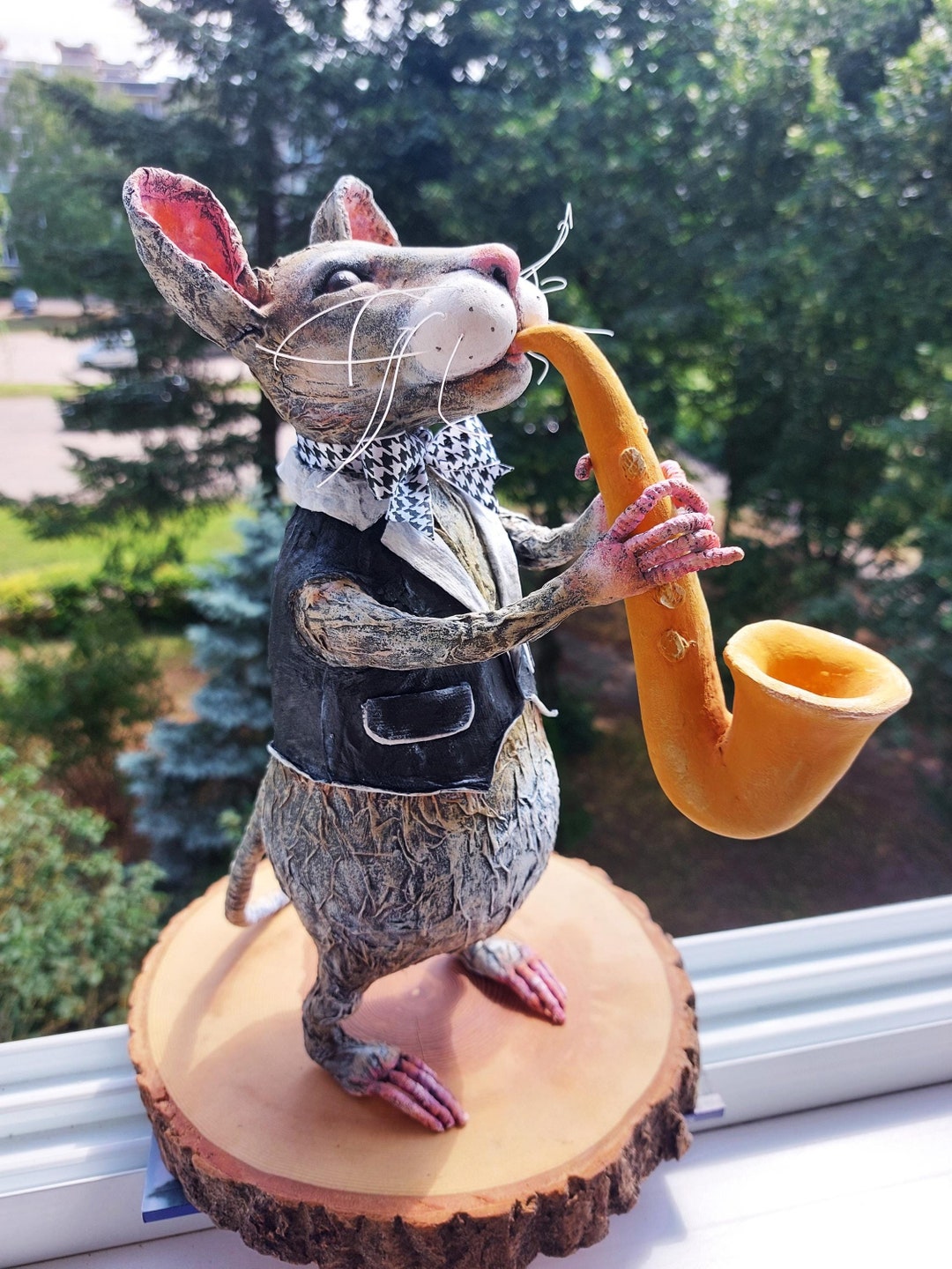 Rat Playing With Cheese Saxophone, Fine Art Doll, Handmade Home Decor ...