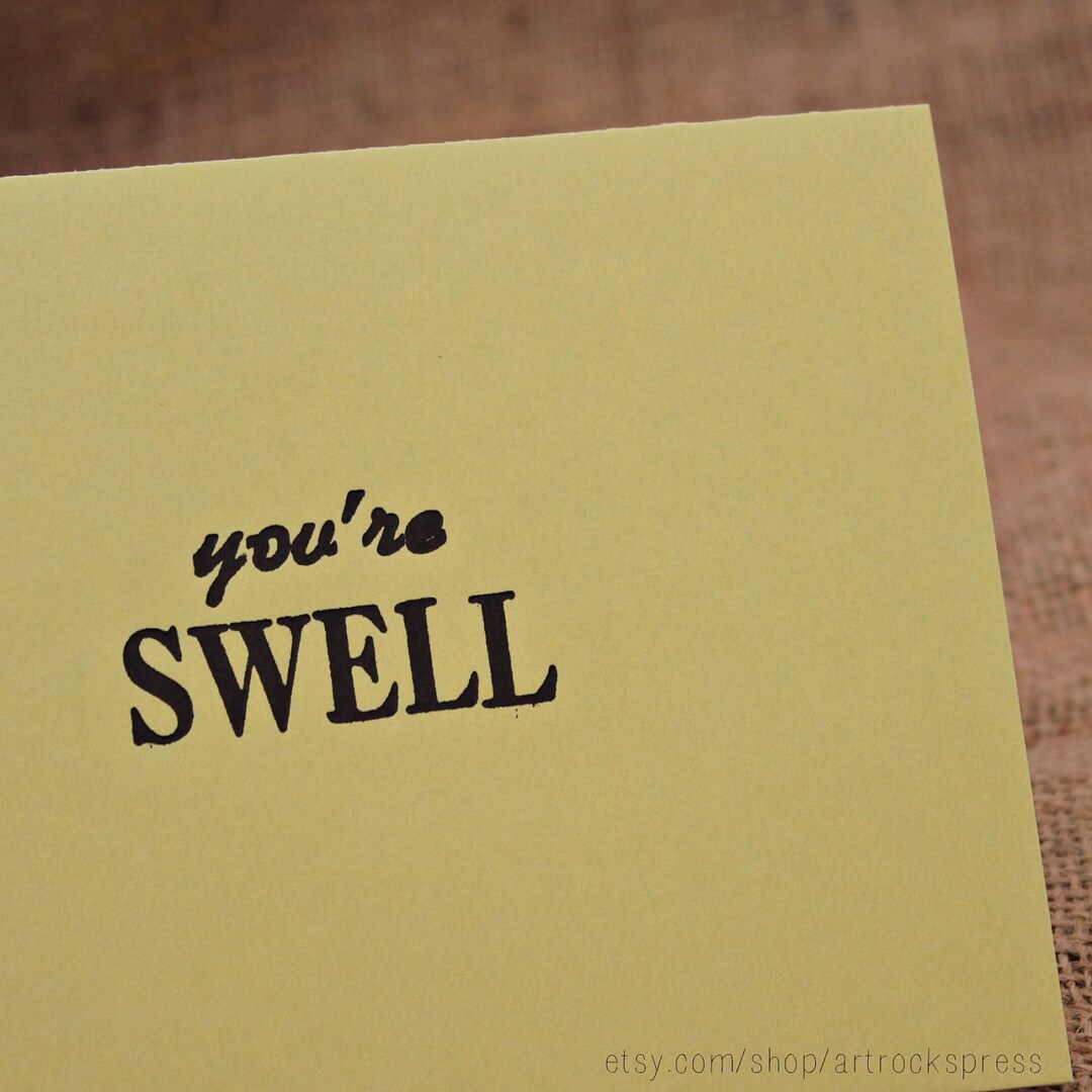 You're Swell Card Letterpress Card Vintage Saying Quote - Etsy