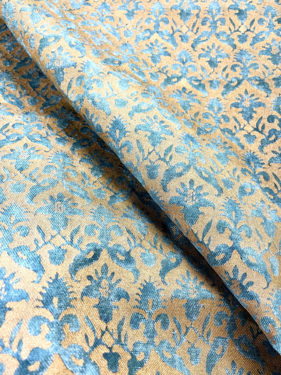 FORTUNY - "delfino" Blue & Silvery Gold Texture Bolt - 1.2 and 0.9 ...