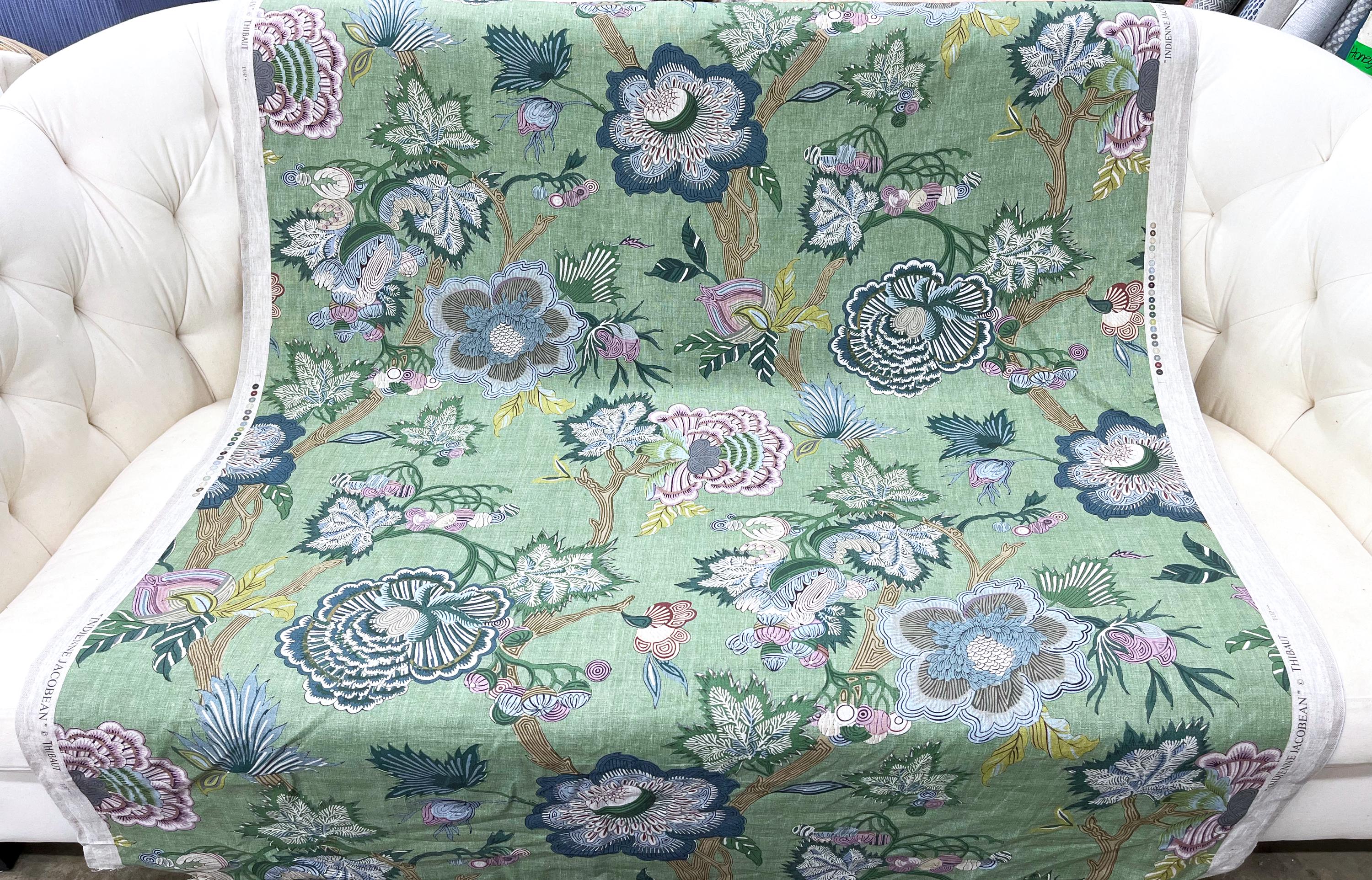 THIBAUT "indienne Jacobean" Green - 11.5 Yards - Etsy