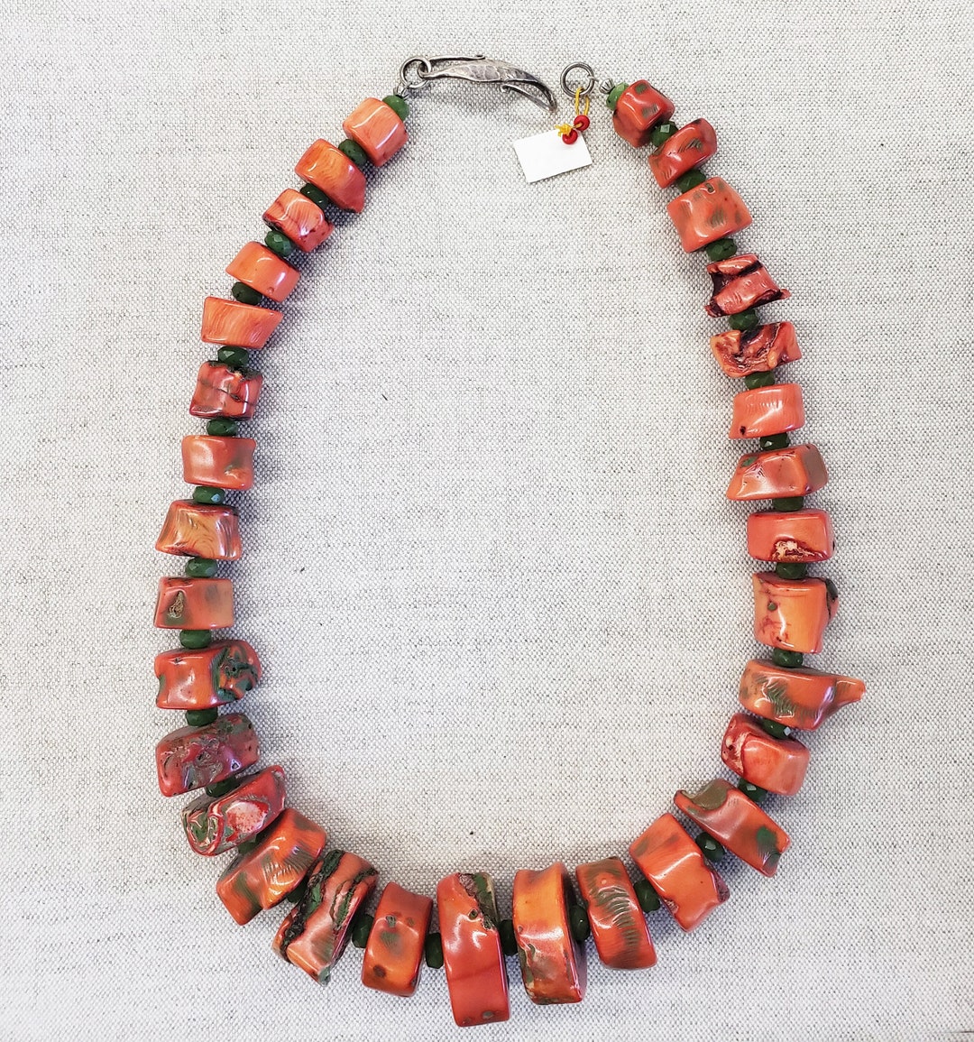 Jade and Chinese Red Coral Necklace - Etsy
