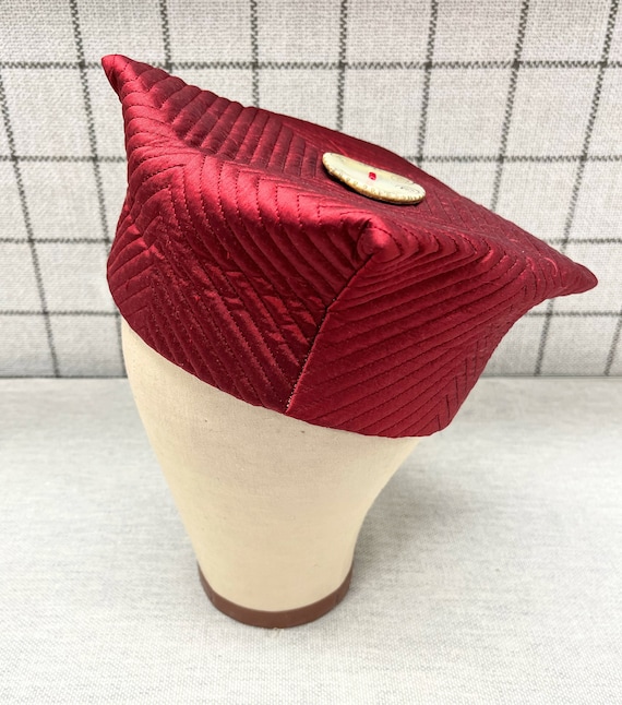 HANDMADE Red, Yellow Vintage Gilgit Button Hats - Gem